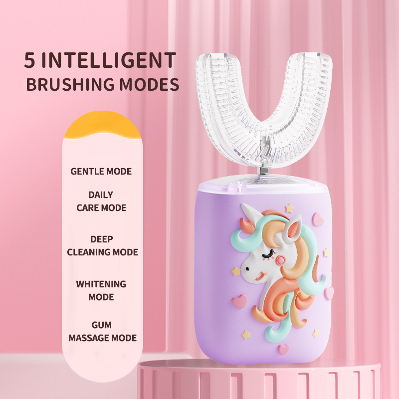 Kids' U-Shaped Electric Toothbrush with Adorable Unicorn Design - Oralgos