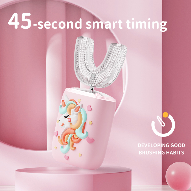 Kids' U-Shaped Electric Toothbrush with Adorable Unicorn Design - Oralgos