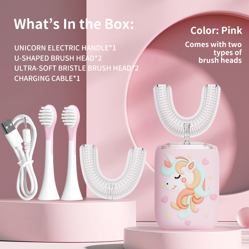 Kids' U-Shaped Electric Toothbrush with Adorable Unicorn Design - Oralgos