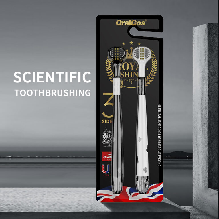 OralGos 3-Sided Toothbrush - Triple Efficiency, Multi-Angle Cleaning, C ...