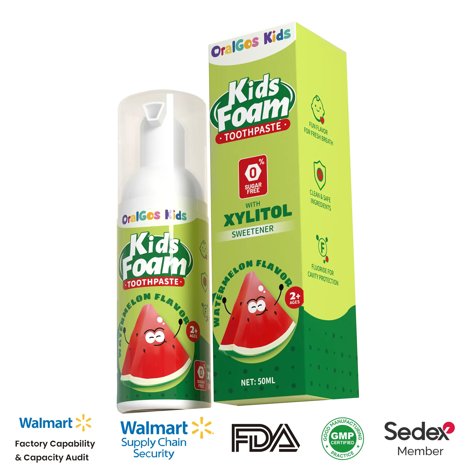 OralGos Kids Foam Toothpaste | 50ml for Ages 2+