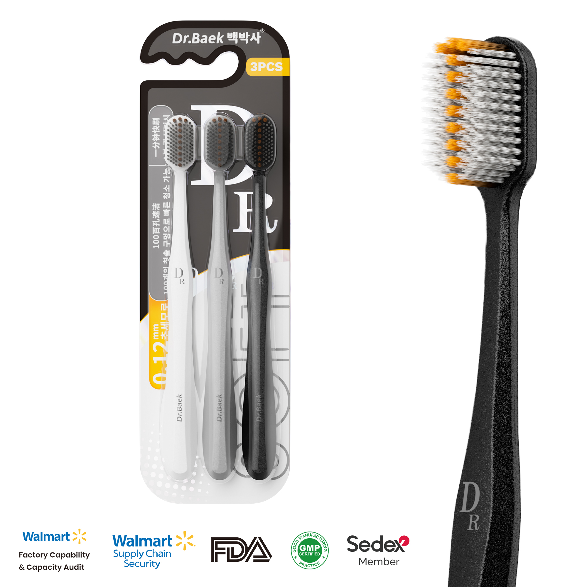 Dr.Baek KR033 Wide Head Toothbrush for Gentle Deep Cleaning