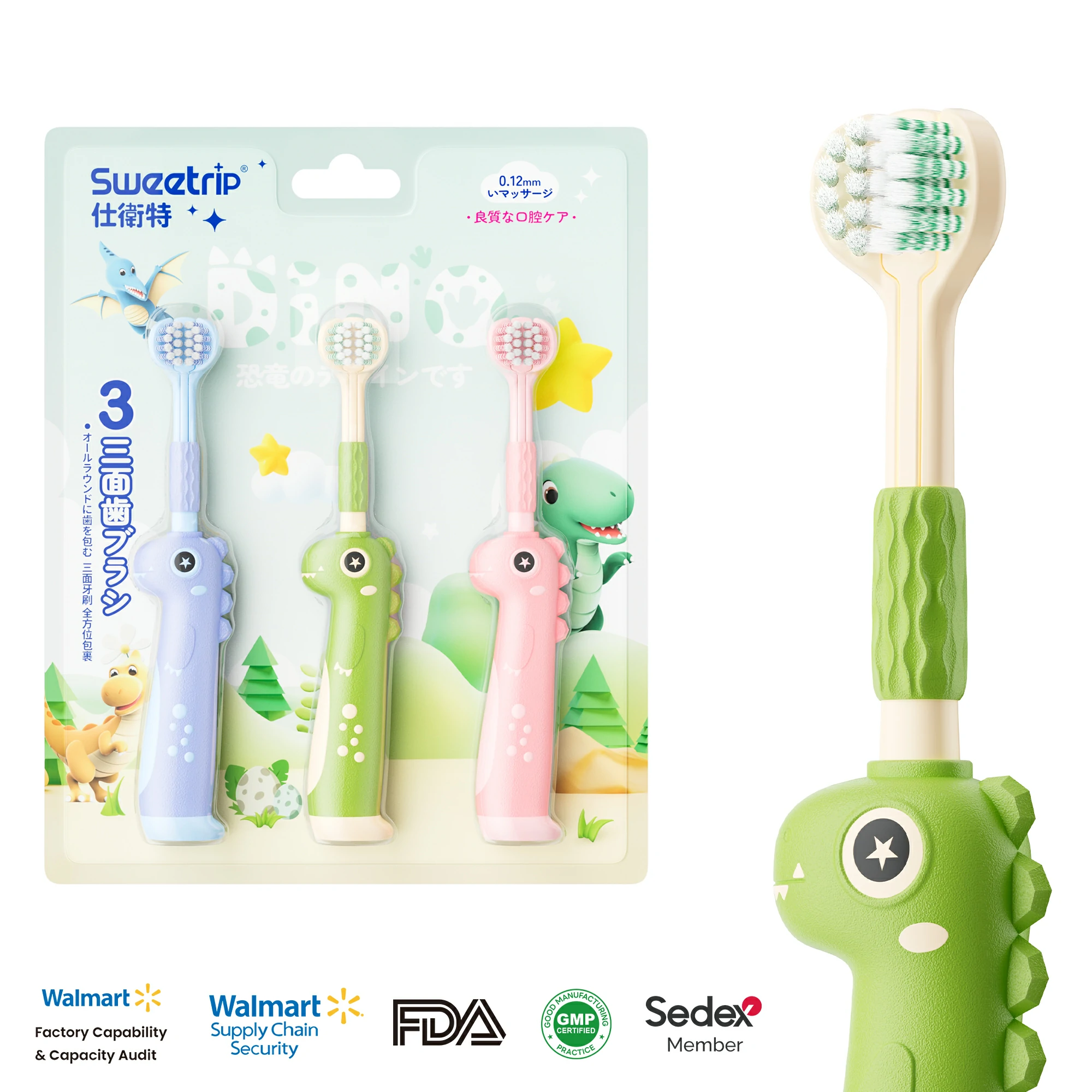 Dinosaur-Shape Toothbrush | Eco & Nontoxic Design for Kids
